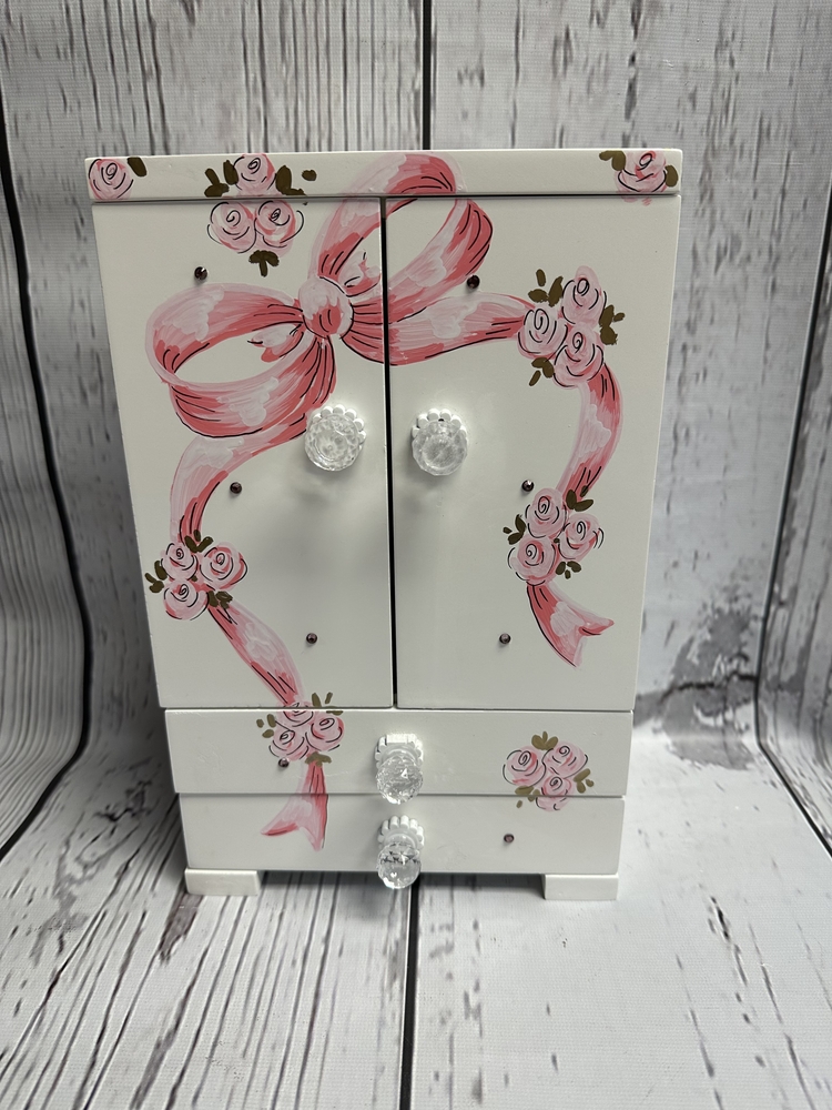 Jewelry Box - Pink Ribbon and Roses | Girls Jewel Boxes